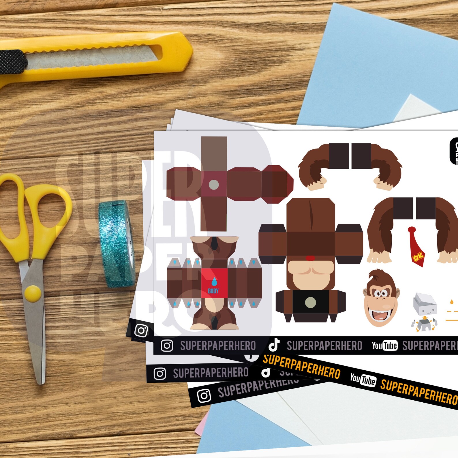 DIY Donkey Kong- PDF Template, Papercraft Figures - Super Mario Bros - Etsy