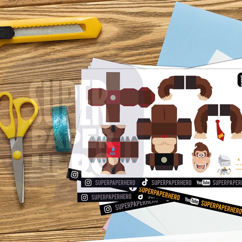 DIY Donkey Kong- PDF Template, Papercraft Figures - Super Mario Bros - Etsy