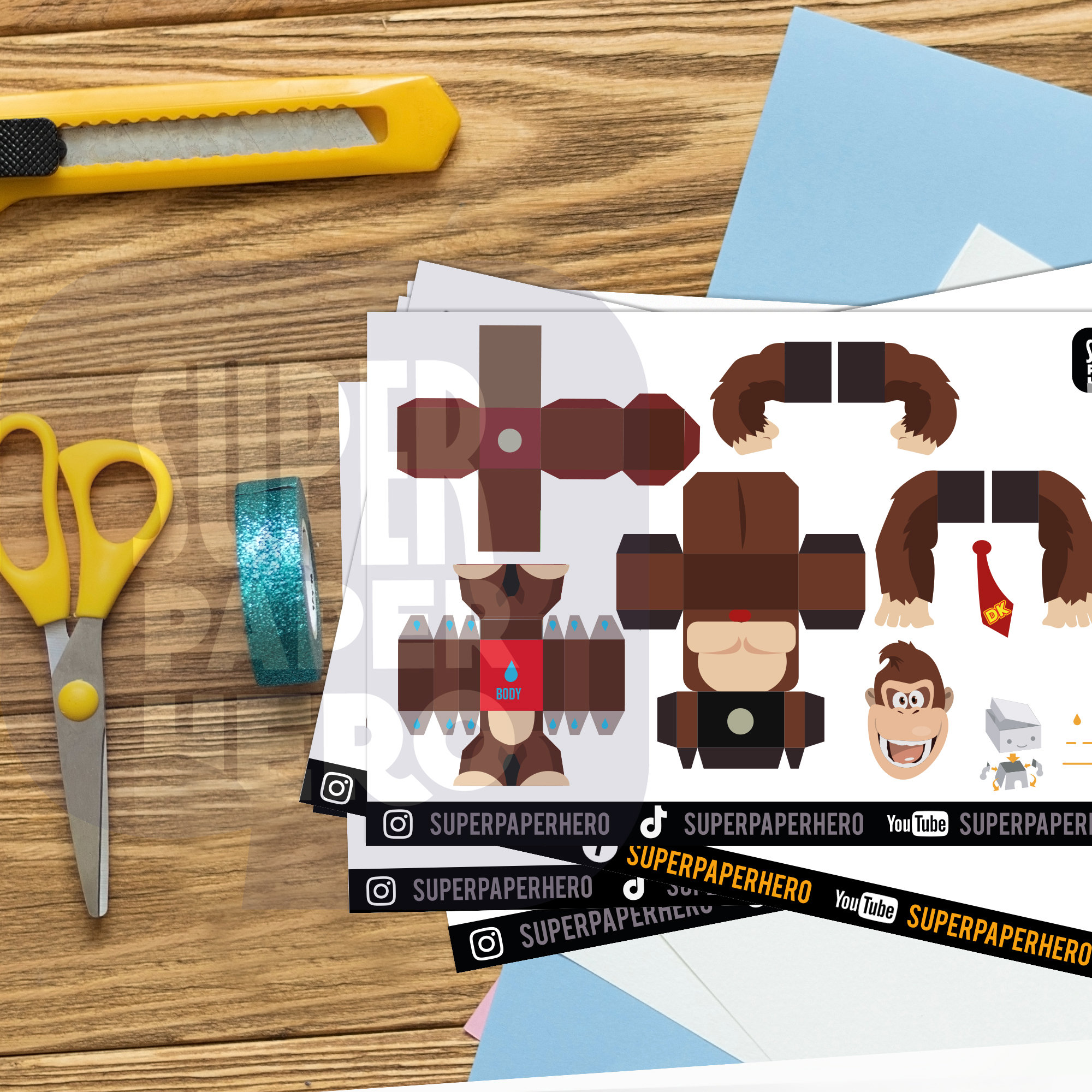 DIY Donkey Kong- PDF Template, Papercraft Figures - Super Mario Bros - Etsy