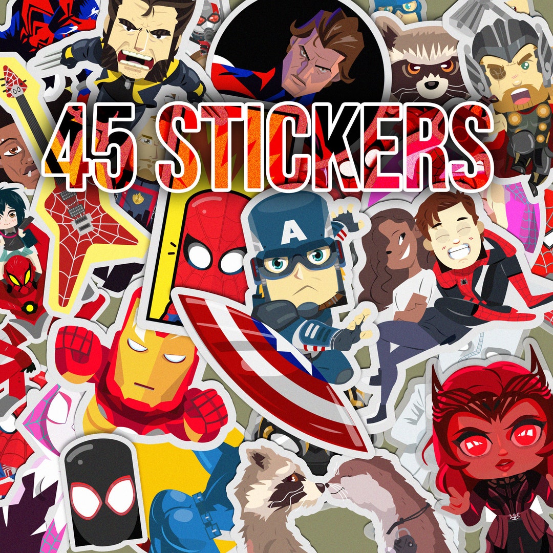 45 Printable Stickers Super Hero Bundle for Luggage Laptop Skate Car ...