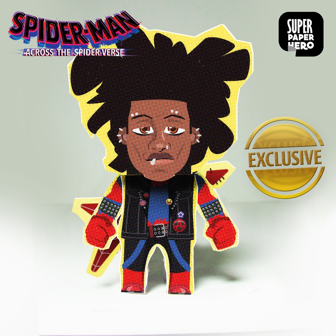Plantilla Pdf Diy Spider Punk Personaje De Cómic Muñeco Hecho A Mano Figuras De Papercraft
