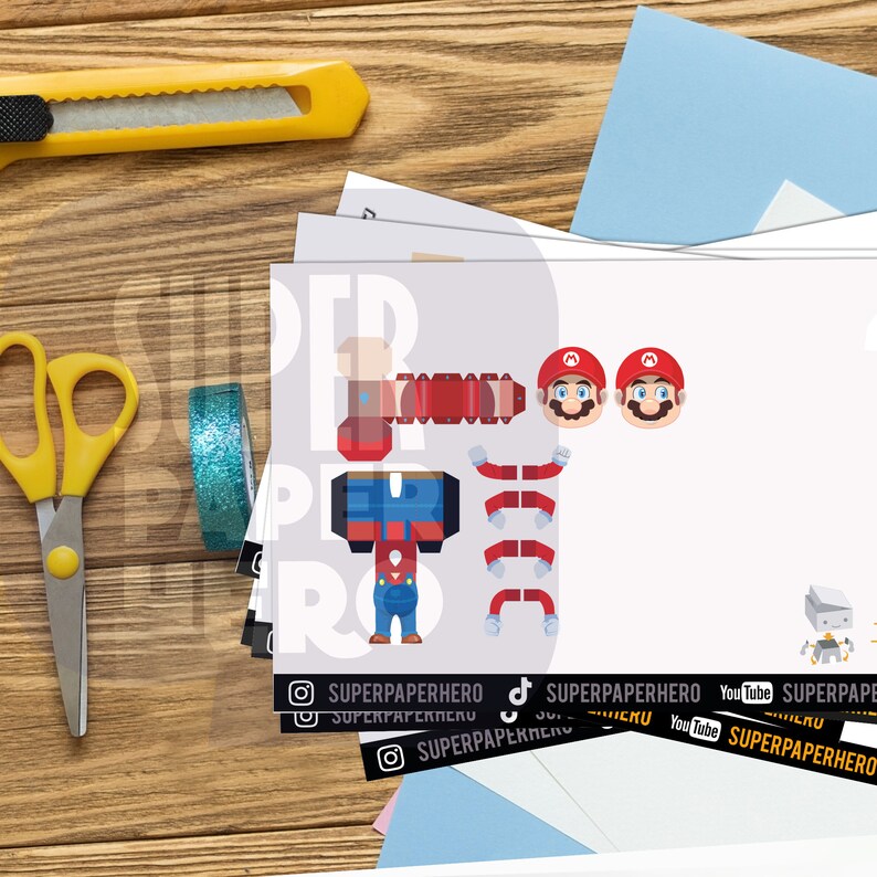 DIY 2X1 Mario and Luigi - PDF Template, Papercraft Figures -super Mario ...