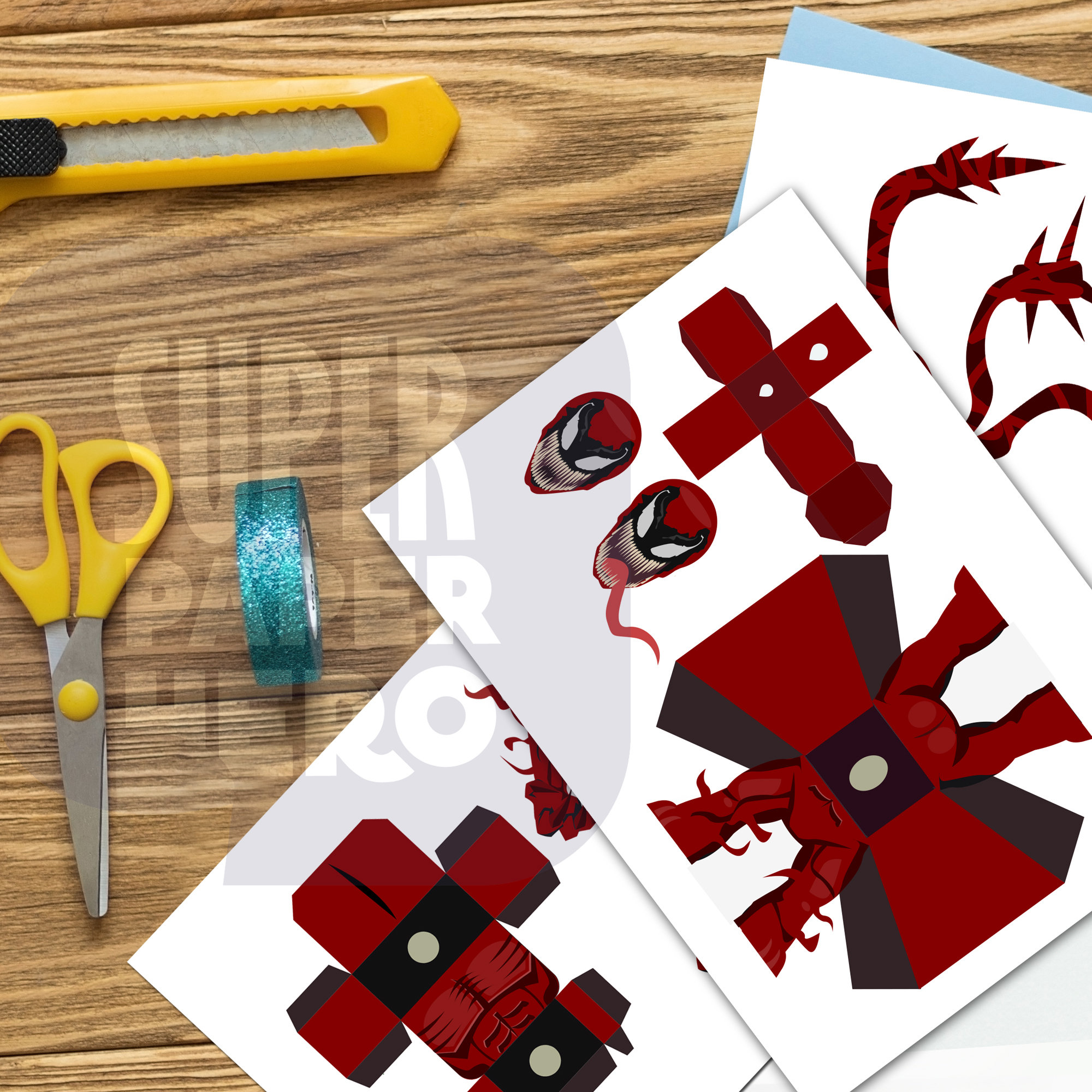 DIY Carnage PDF Template, Comic Character, Handmade Doll, Papercraft ...
