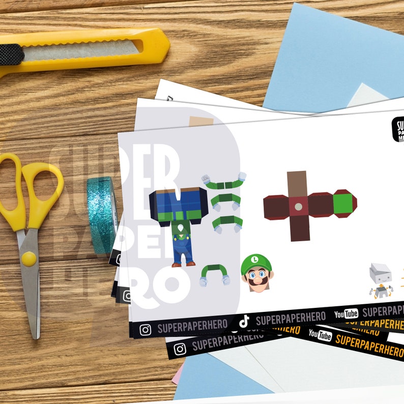 DIY 2X1 Mario and Luigi - PDF Template, Papercraft Figures -super Mario ...