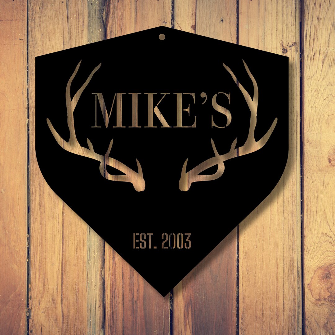 Deer Antler Sign,deer Antler Decor,deer Hunter Gift,deer Camp Sign ...