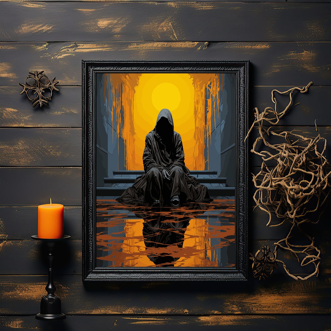 Halloween Poster Faceless Hooded Figure Reflection Eerie - Etsy