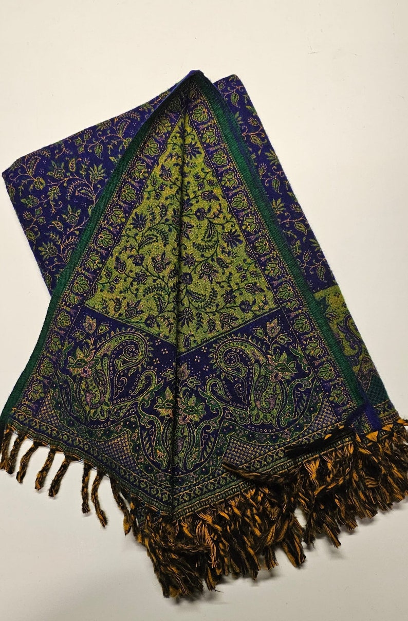 BLUE/GREEN YAK Wool Scarf, Shawl Blanket ,tibetan Spiritual Scarf ,wrap ...