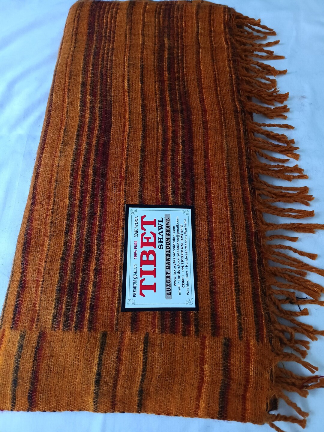 Orange / Black,red, Strips Mix YAK Wool Scarf, Shawl Blanket ,tibetan ...