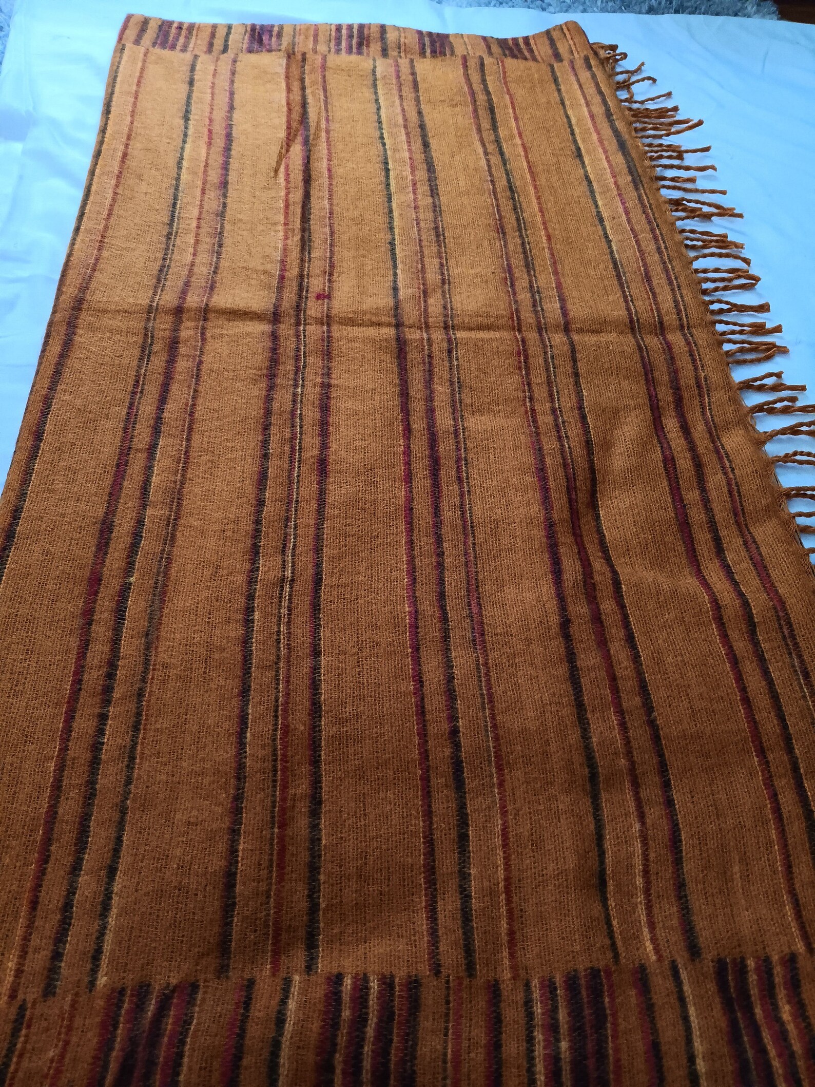 Orange / Black,red, Strips Mix YAK Wool Scarf, Shawl Blanket ,tibetan ...