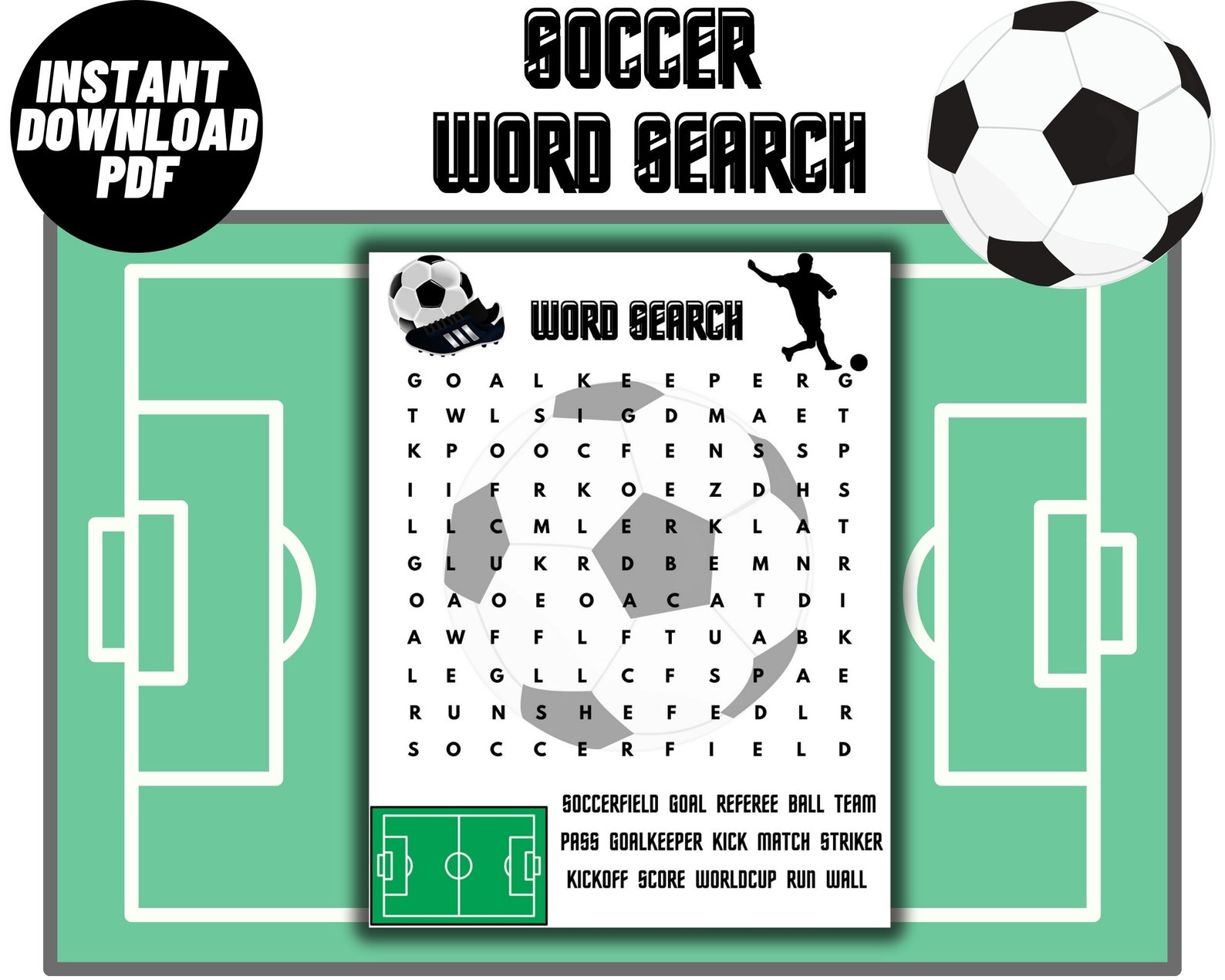 Soccer Word Search Soccer Word Search Puzzle Soccer Puzzle - Etsy