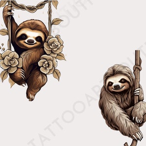 Sloth Art Prints, Tattoo Designs, Tattoo Ideas, Tattoo Flash, Sloth Art ...