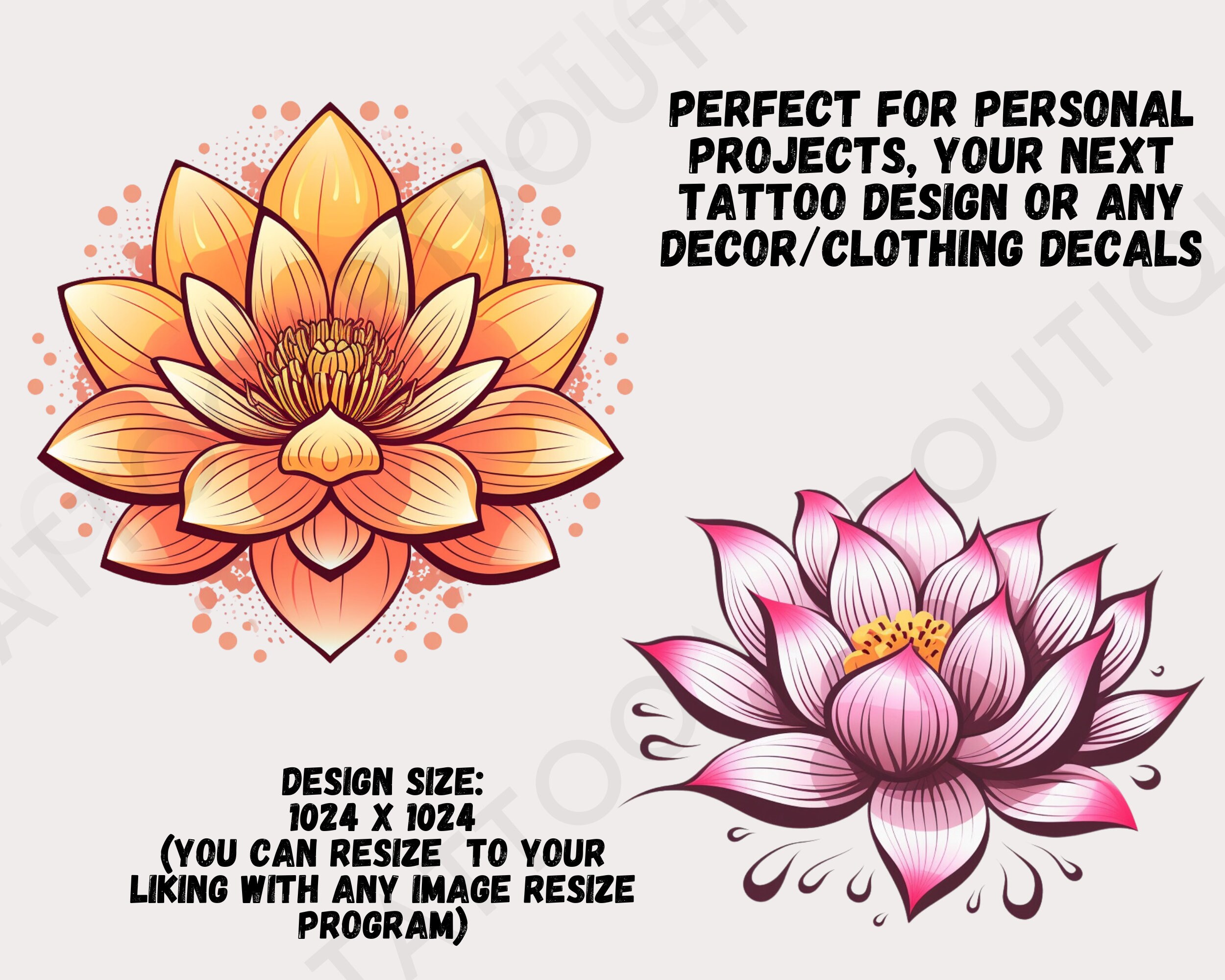 Lotus Flower Art Designs, Lotus Art PNG, Tattoo Ideas, Tattoo Design ...