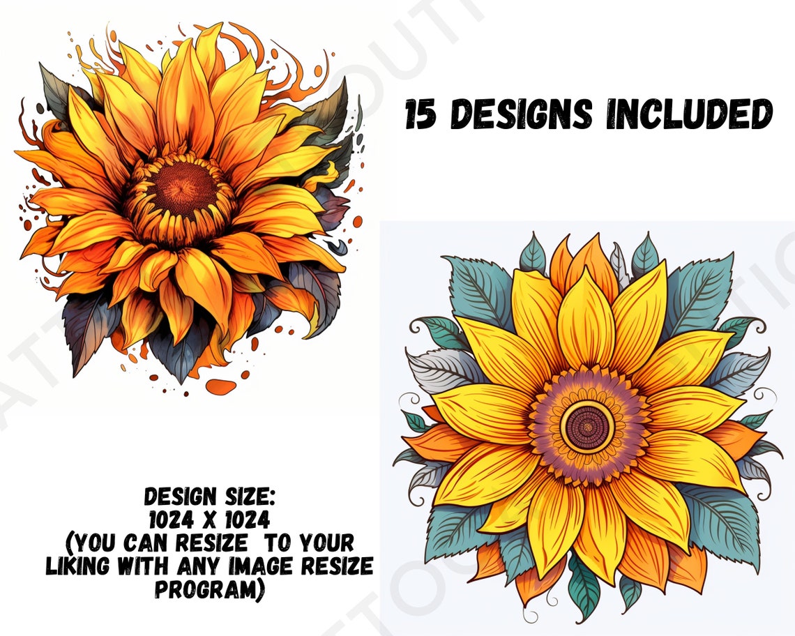 Sunflower Art Prints, Tattoo Ideas for Women, Unique Designs, Sunflower ...
