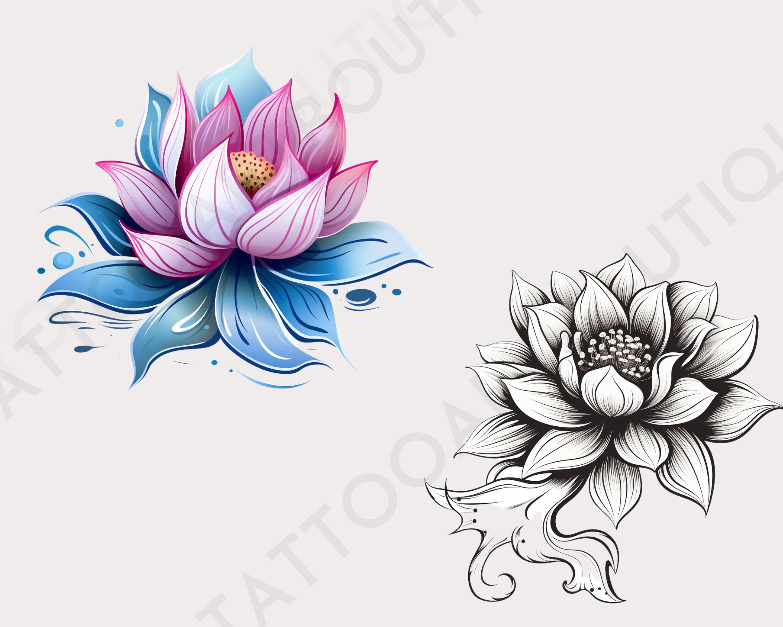 Lotus Flower Art Designs, Lotus Art PNG, Tattoo Ideas, Tattoo Design ...
