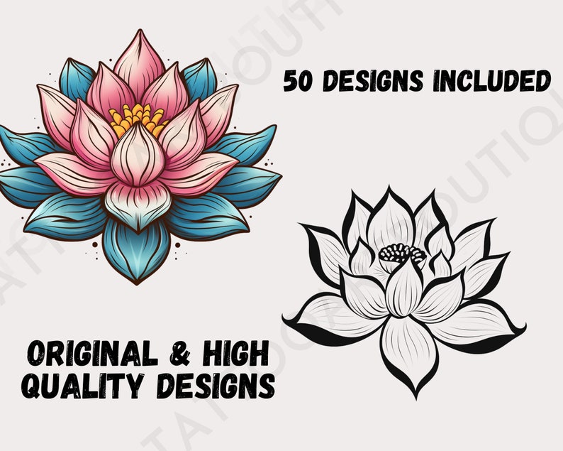 Lotus Flower Art Designs, Lotus Art PNG, Tattoo Ideas, Tattoo Design ...