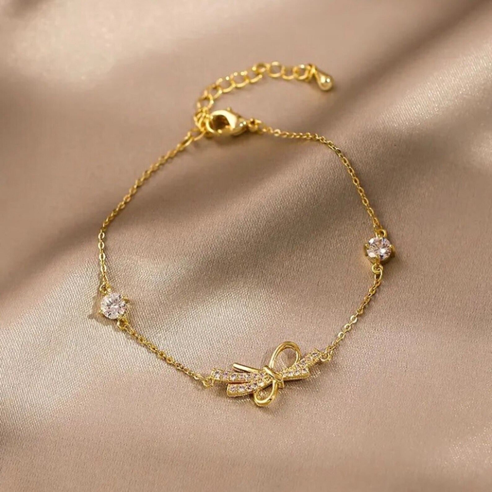 Gold Triple Link Chain Bracelet14k Real Gold Plated Zircon - Etsy