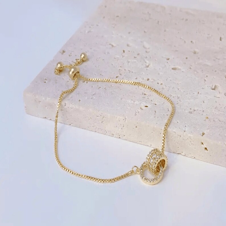 Gold Triple Link Chain Bracelet14k Real Gold Plated Zircon - Etsy