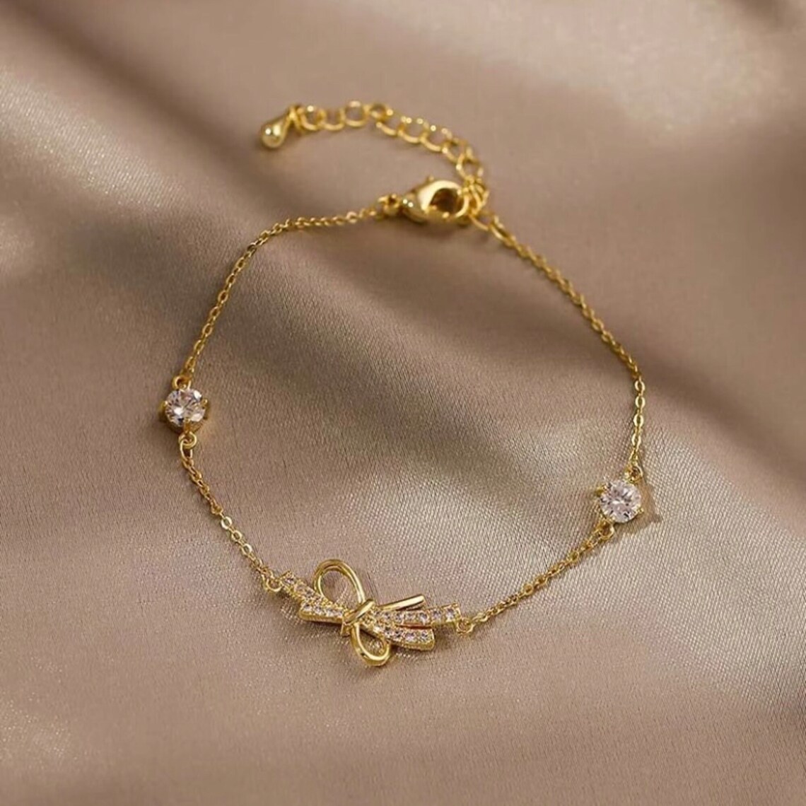 Gold Triple Link Chain Bracelet14k Real Gold Plated Zircon - Etsy