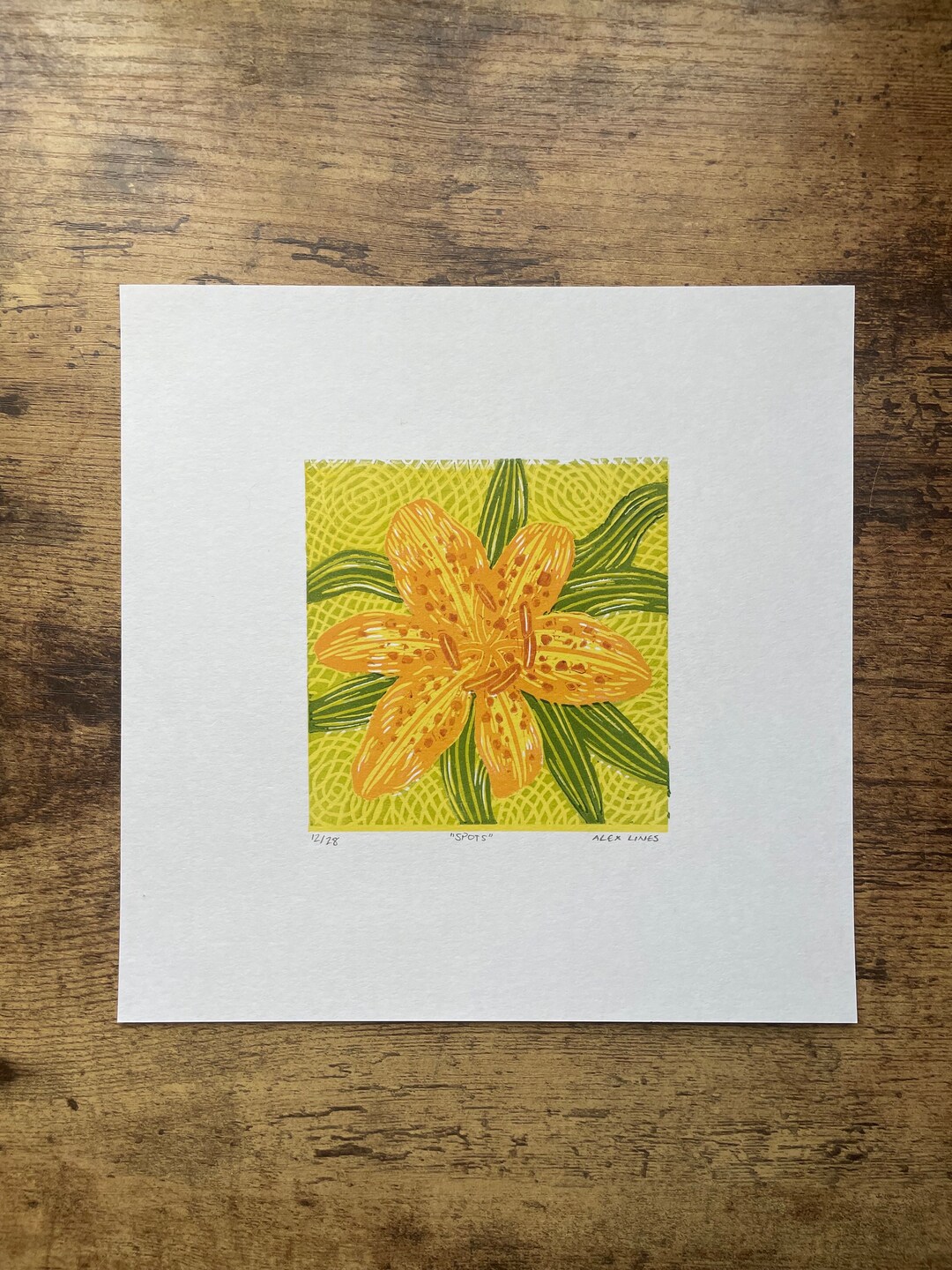 Spots- Original Reduction Linocut Print of a Tiger Lily - Etsy