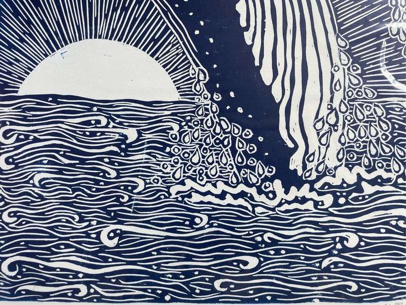 Ocean Life #1- Original Linocut Print of a Humpback Whale - Etsy