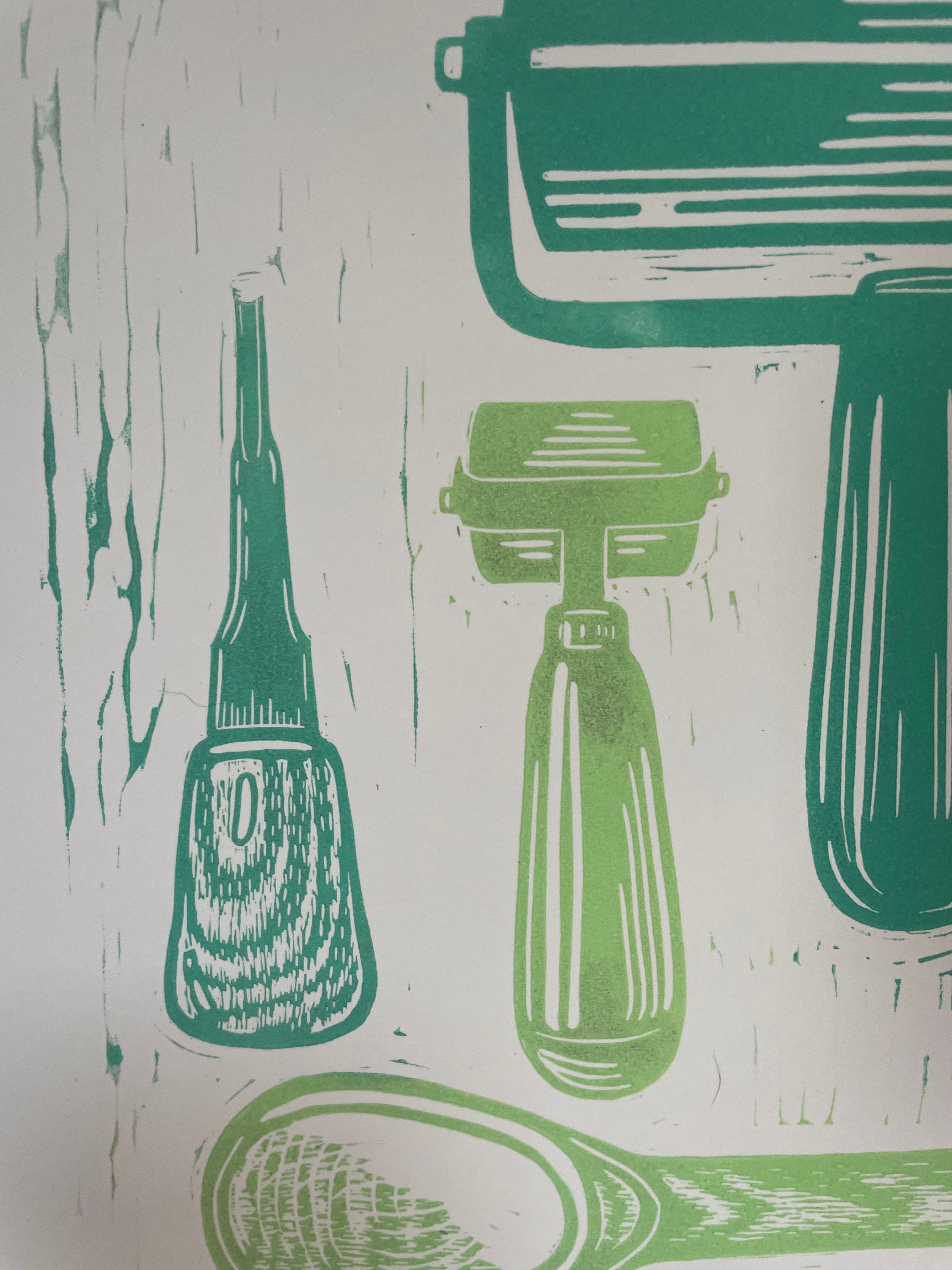 I Will Make- Original Linocut Print of Printmaking Equipment - Etsy