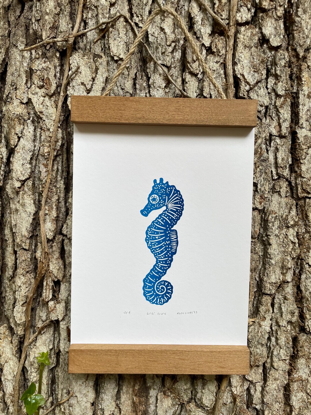 Lil' Guy- Original Linocut of a Seahorse - Etsy