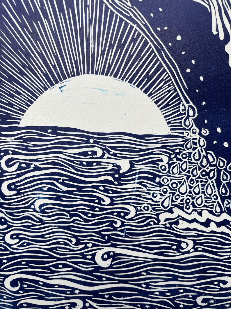 Ocean Life #1- Original Linocut Print of a Humpback Whale - Etsy