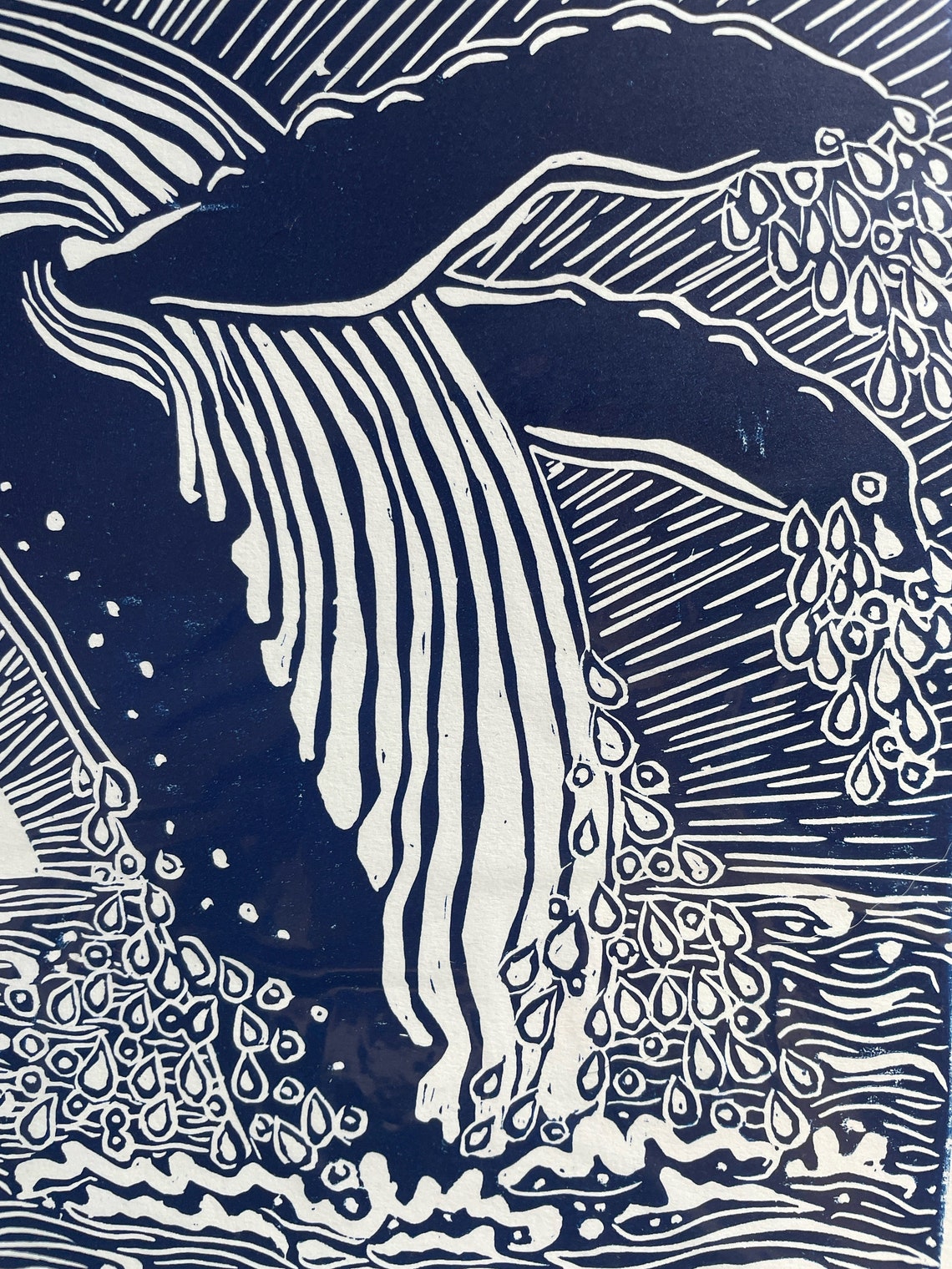 Ocean Life #1- Original Linocut Print of a Humpback Whale - Etsy
