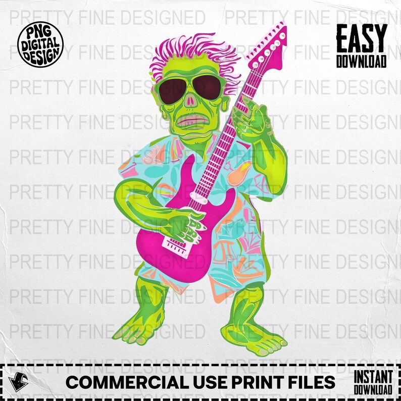 Zombie Guitarist PNG, Zombie Png, Guitar Png, Rock Png, Sublimation Png ...