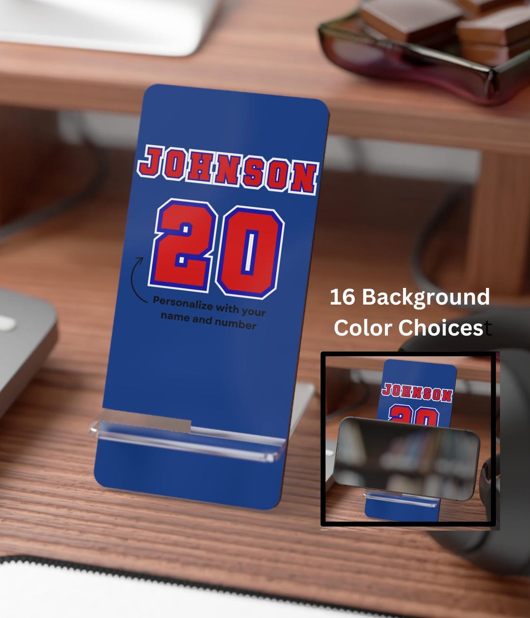 Personalized Sports Name and Number Mobile Phone Display Stand ...