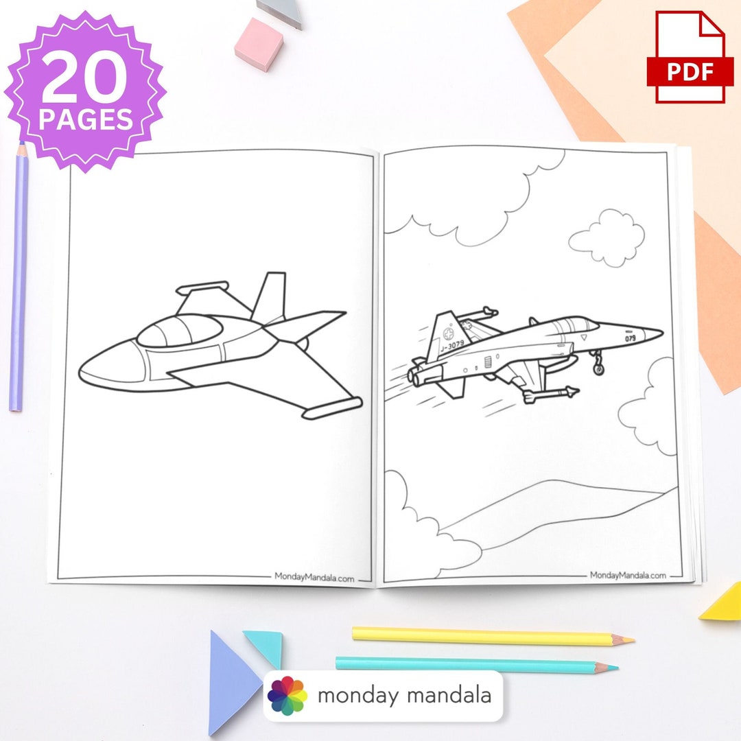 Jet Coloring Book Instant Download Digital Coloring Book for Kid ...