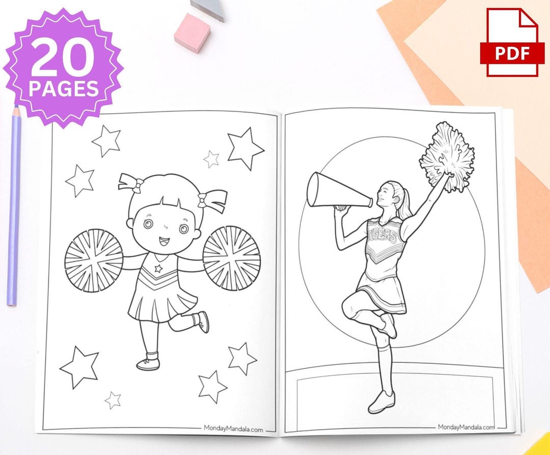 Cheerleading Coloring Book Cheerleader Coloring Sheet Dancer Coloring ...