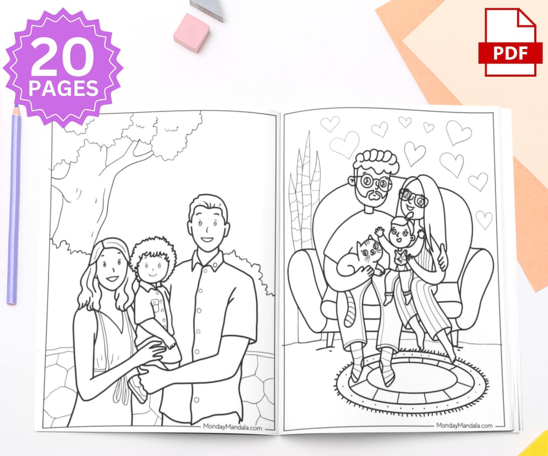Family Coloring Book Father Coloring Page Mother Printable PDF Sister ...