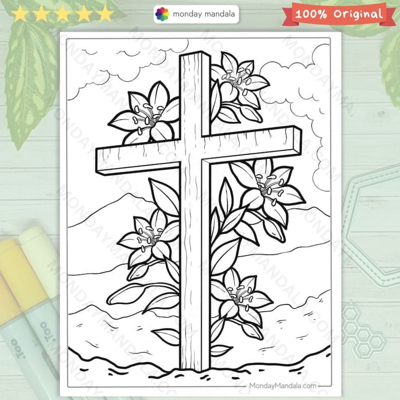 Cross Coloring Book Jesus Coloring Page Kids Printable PDF Religion ...