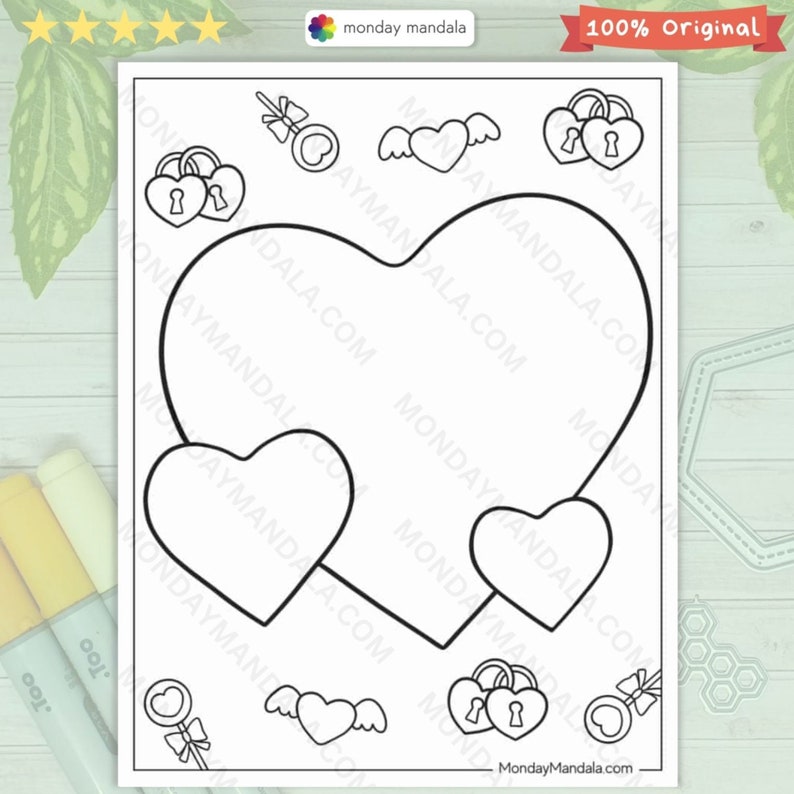Heart Coloring Book Simple Love Heart Coloring Sheet Girls Activity ...