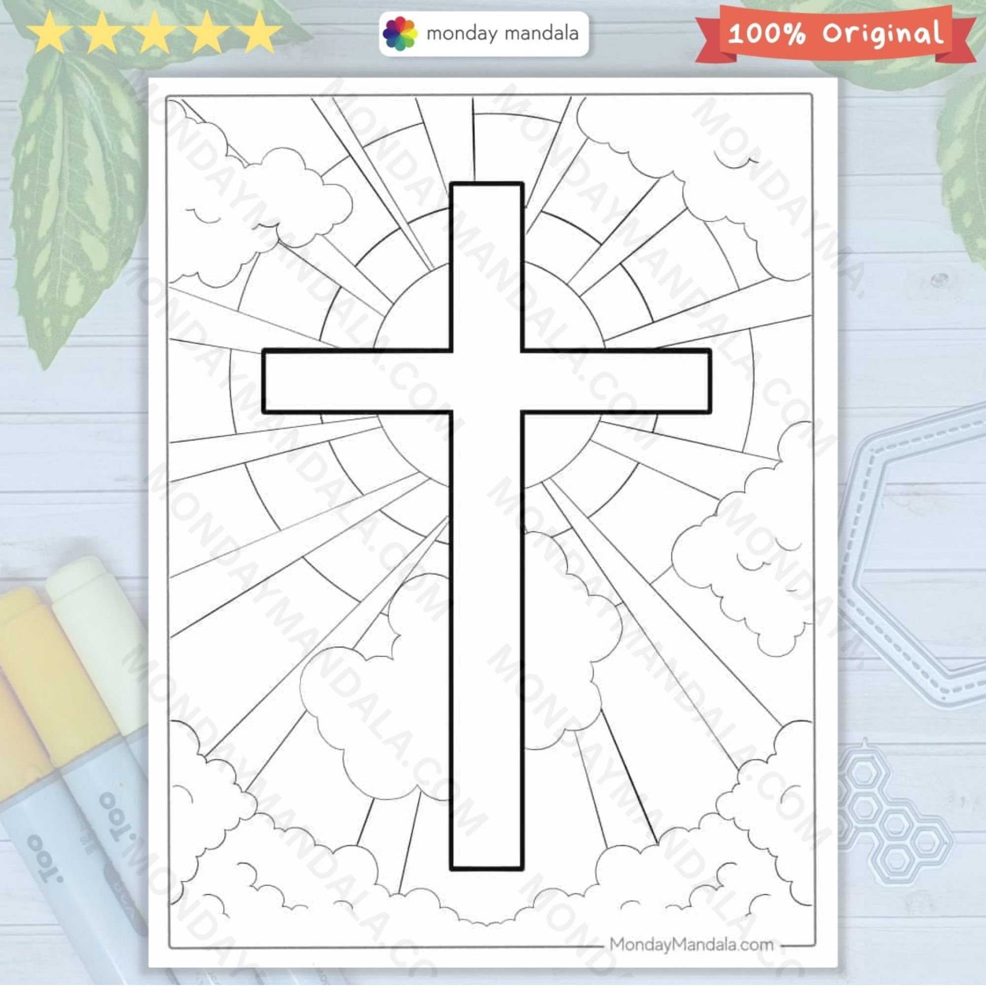 Cross Coloring Book Jesus Coloring Page Kids Printable PDF Religion ...