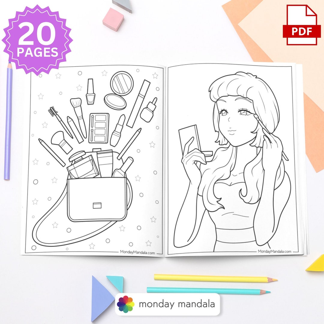 Makeup Coloring Book Girls Coloring Page Lipstick Printable PDF ...