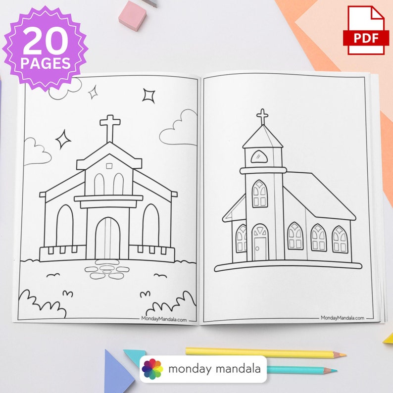 Church Coloring Book Religion Coloring Page Jesus Coloring Sheet Kids ...