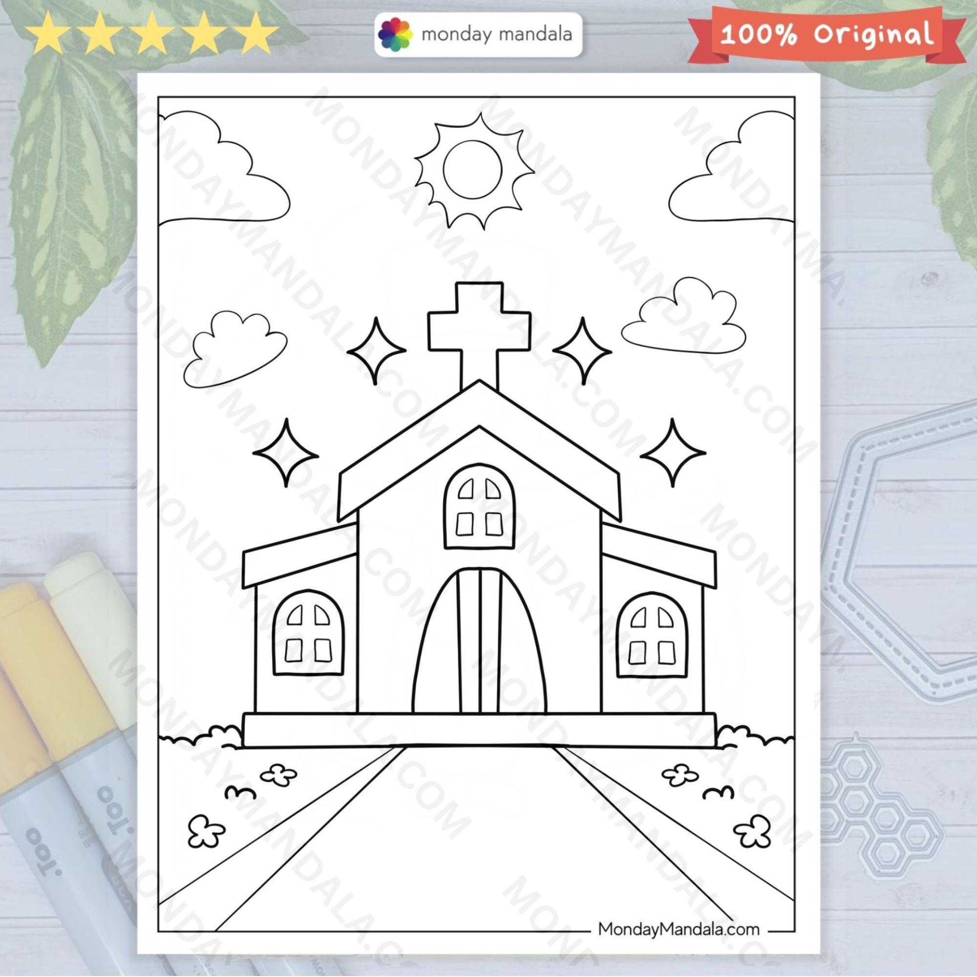 Church Coloring Book Religion Coloring Page Jesus Coloring Sheet Kids ...