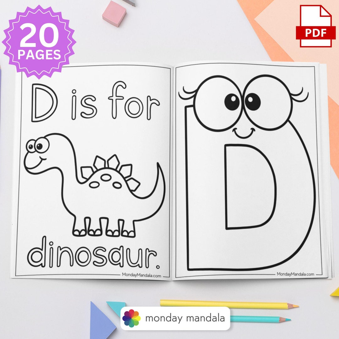 Letter D Coloring Book Alphabet Coloring Pages Kids Coloring Bundle ...