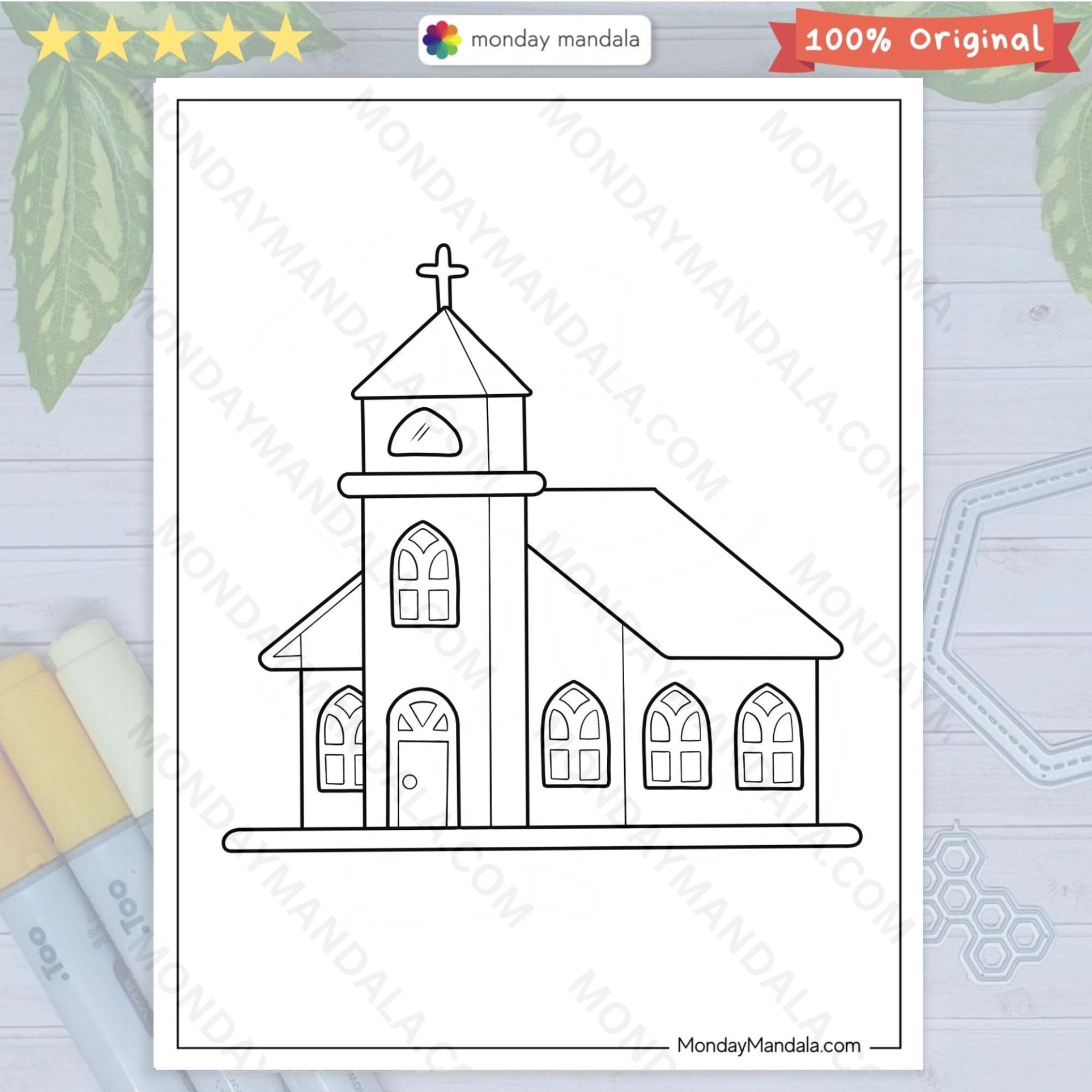 Church Coloring Book Religion Coloring Page Jesus Coloring Sheet Kids ...