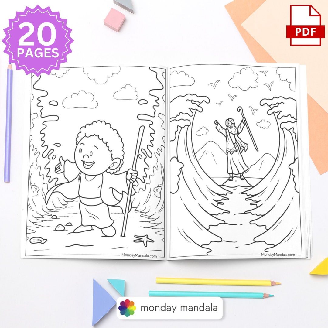 Moses Coloring Book Instant Download Coloring Page Kids Printable PDF ...