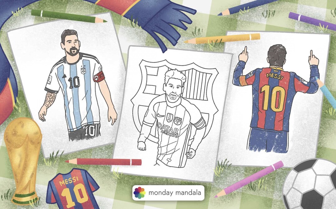 Lionel Messi Coloring Book 20-page Soccer Star Activity Book, Unique ...