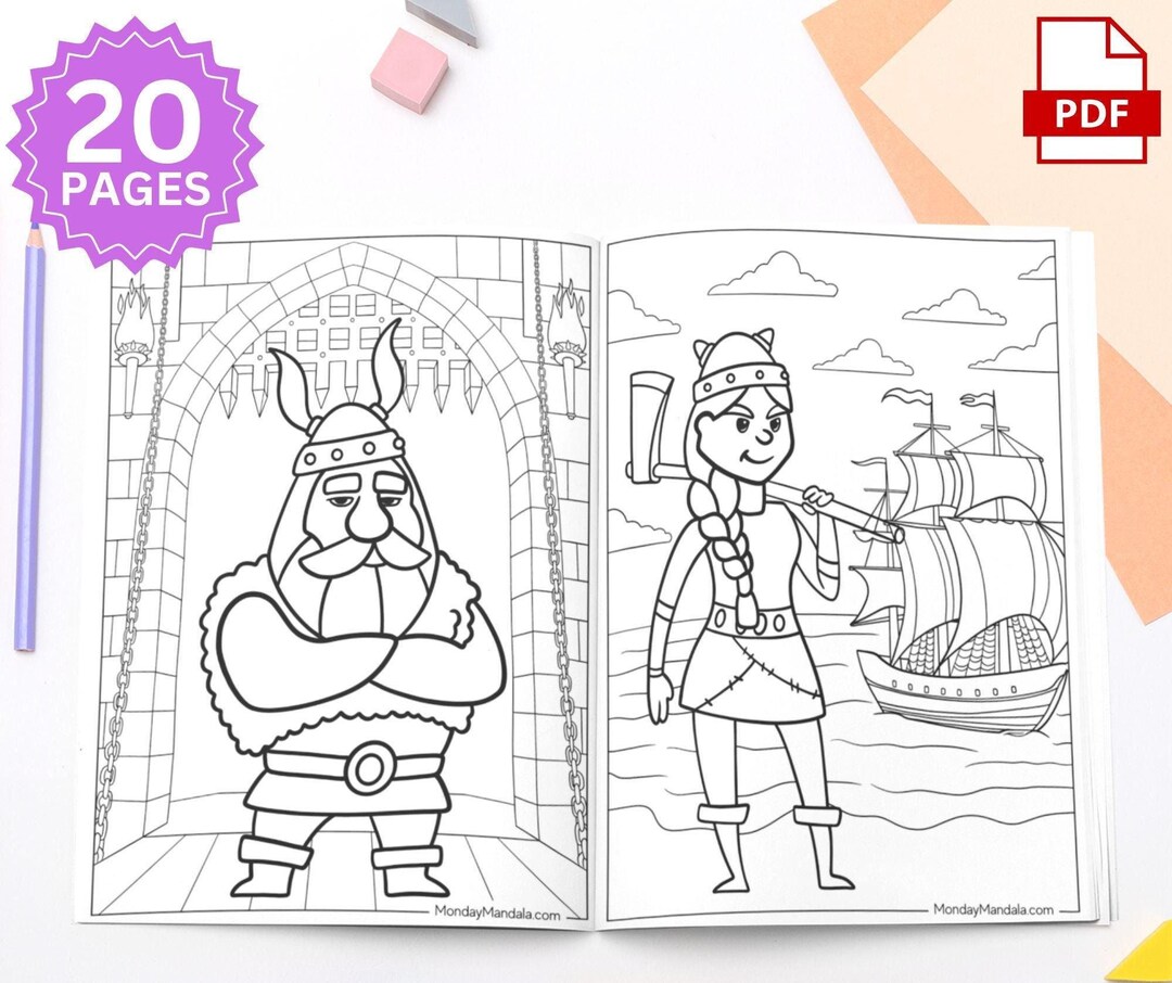 Vikings Coloring Book Norsemen Coloring Page Warrior Printable PDF Kid ...