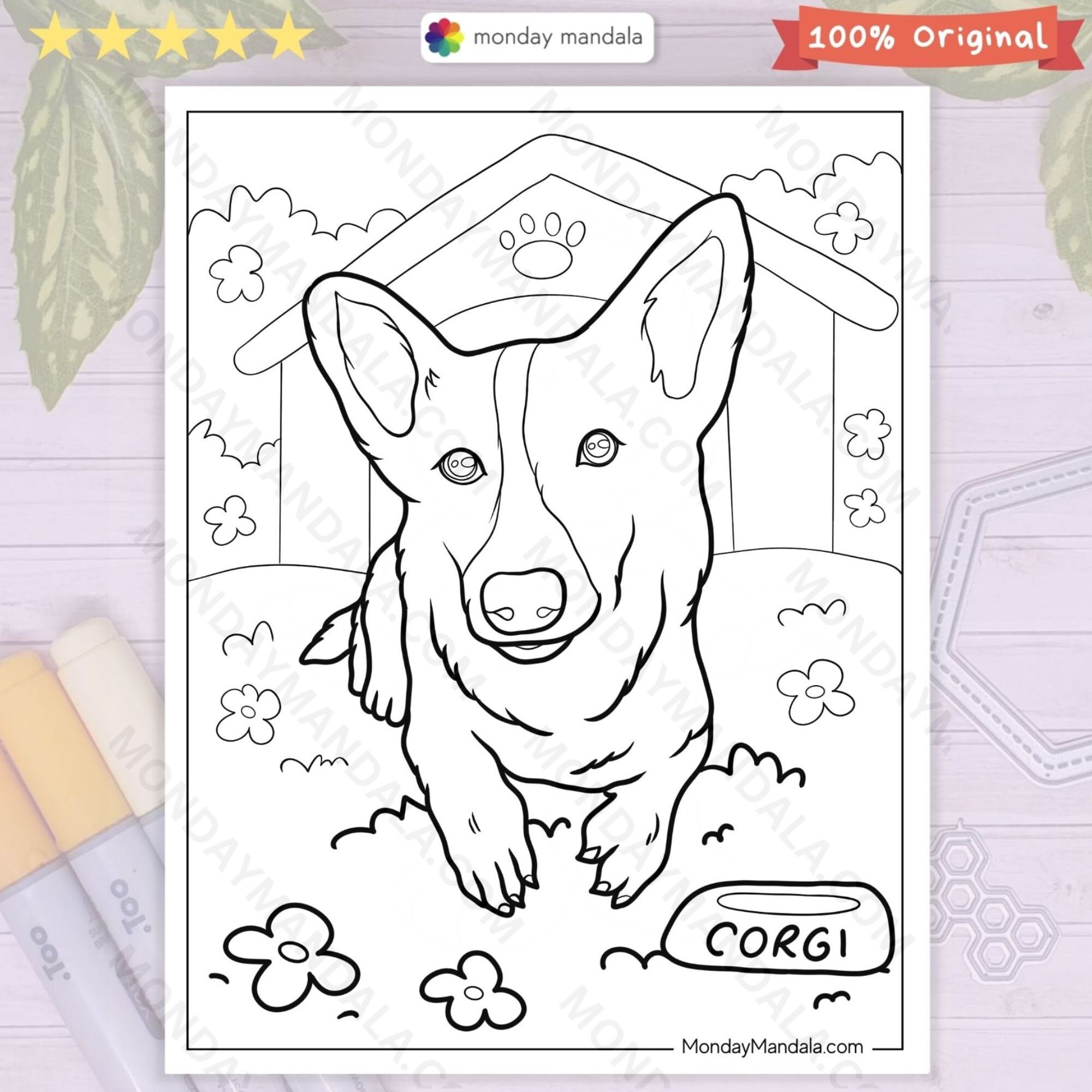 Corgi Coloring Book Printable PDF Kids Coloring Sheet Digital Download ...