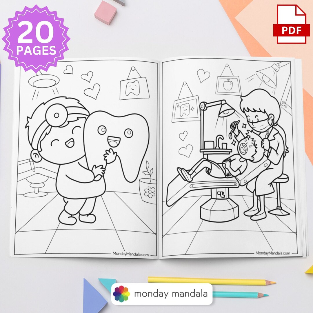 Dentist Coloring Book Teeth Coloring Sheet Tooth Fairy Printable PDF ...