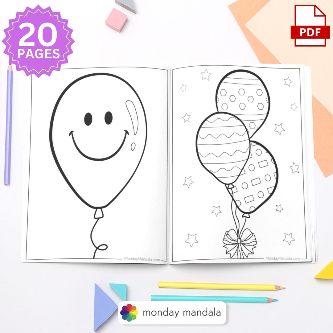 Balloon Coloring Book Kids Coloring Page Toy Coloring Bundle Birthday ...