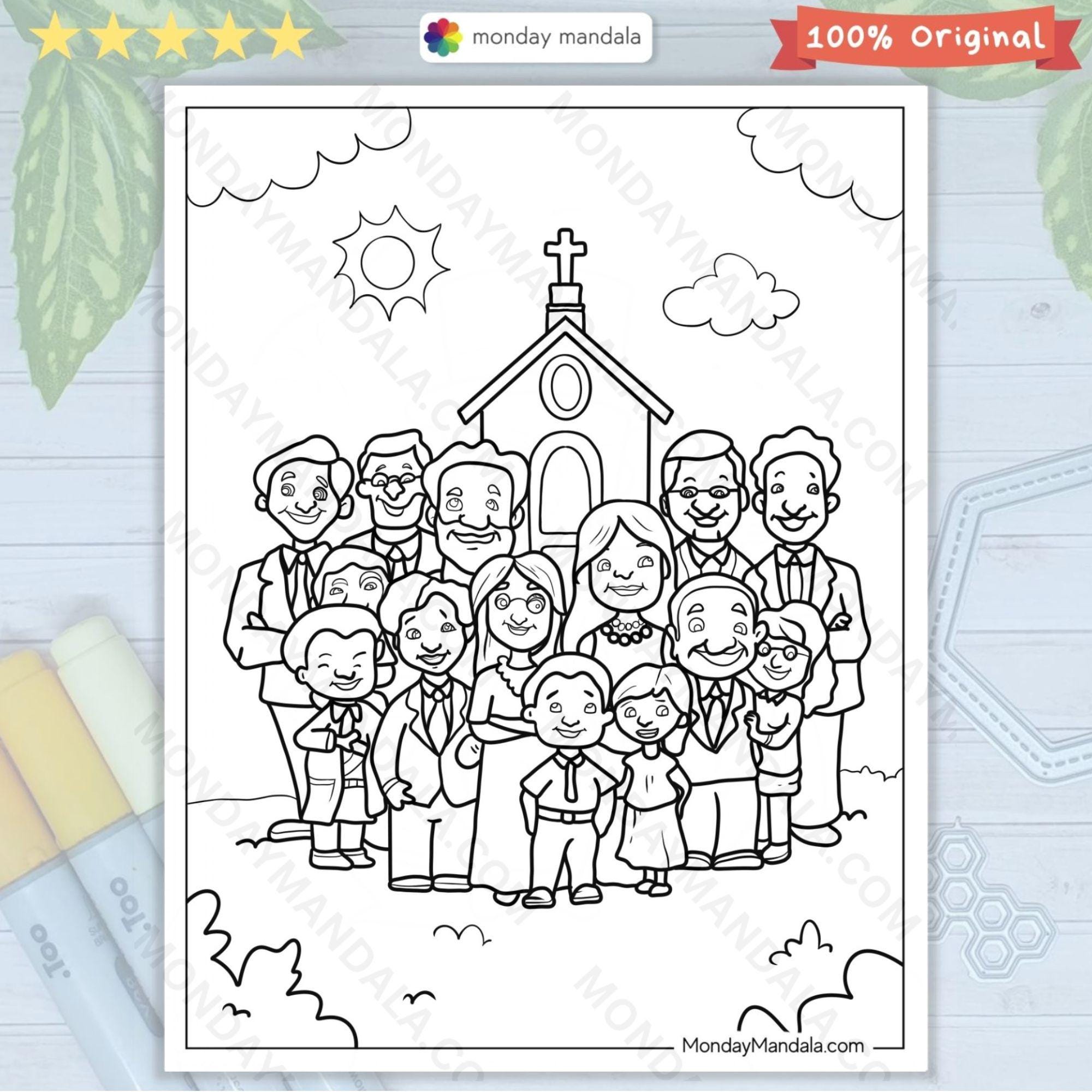 Church Coloring Book Religion Coloring Page Jesus Coloring Sheet Kids ...