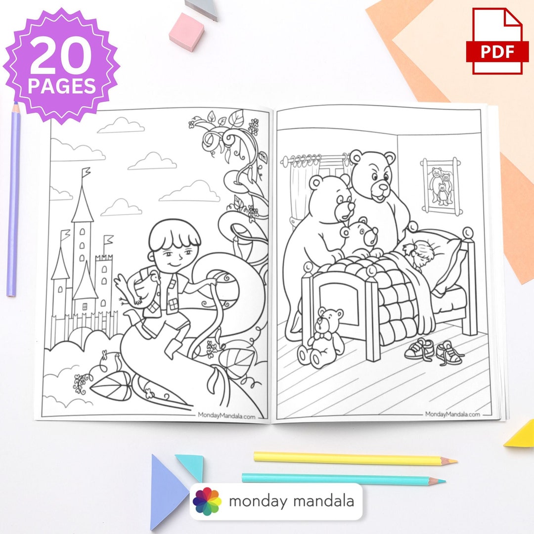Fairy Tale Coloring Book Kids Coloring Page Fable Digital Art Fantasy ...