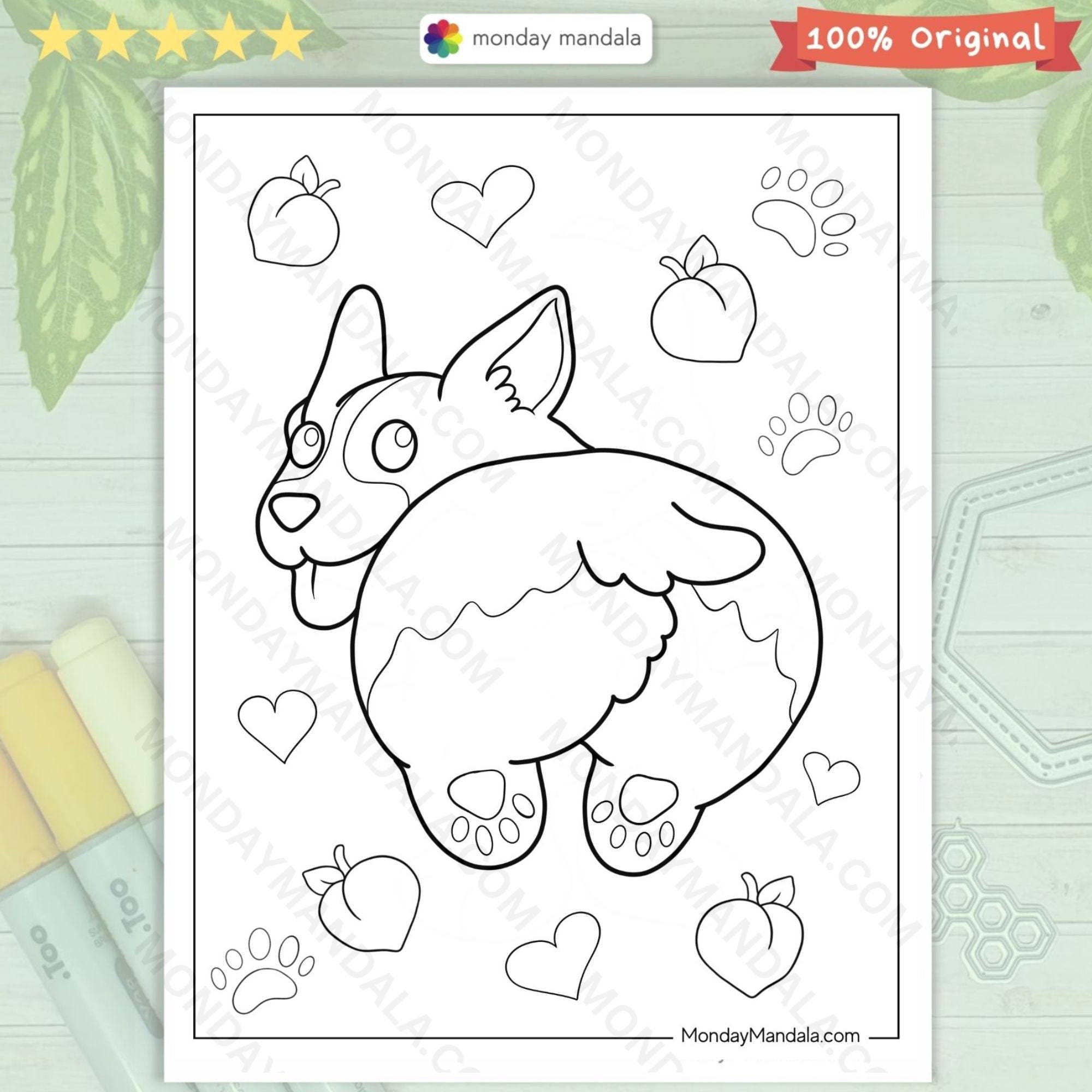 Corgi Coloring Book Printable PDF Kids Coloring Sheet Digital Download ...